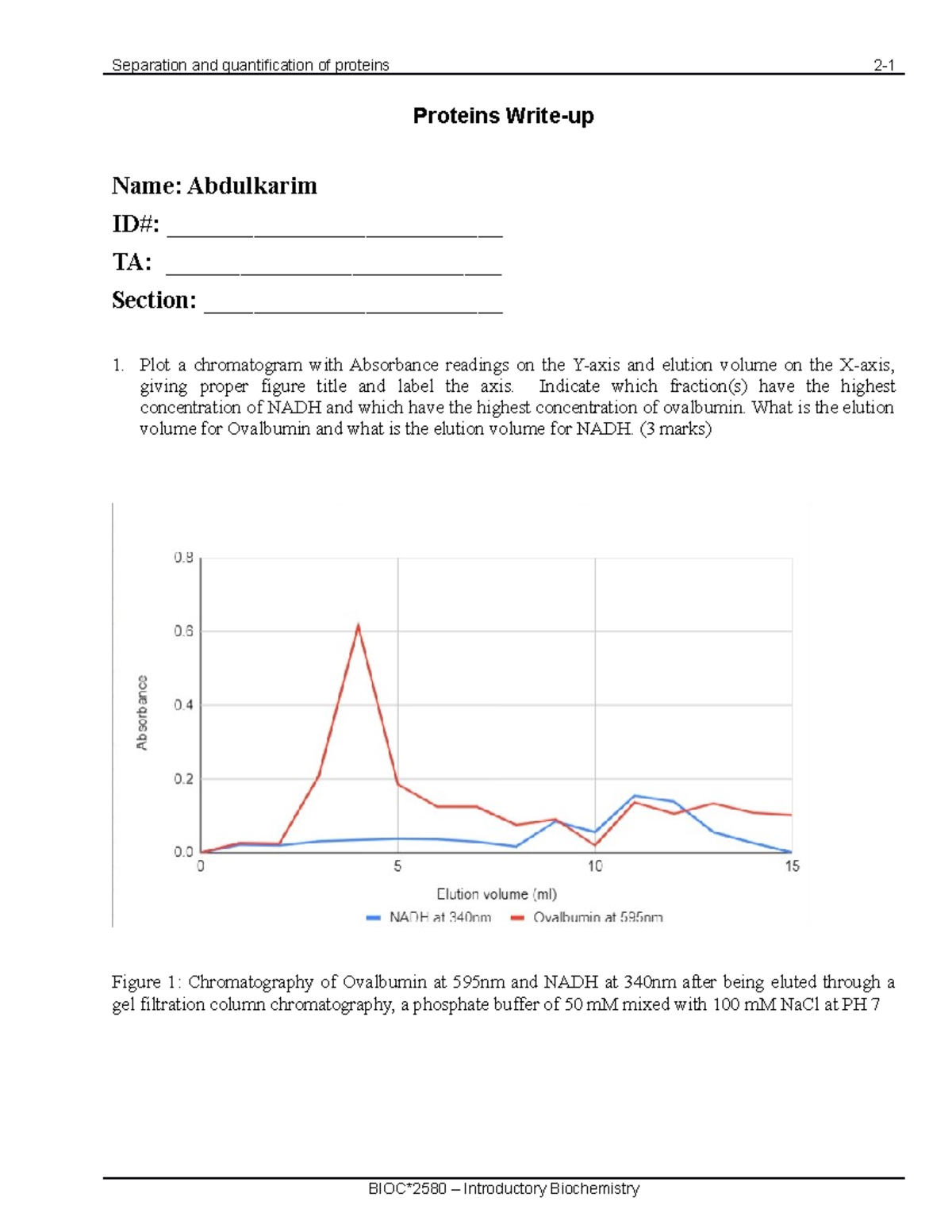Protein Lab Write-up Template - Separation and quantification of ...