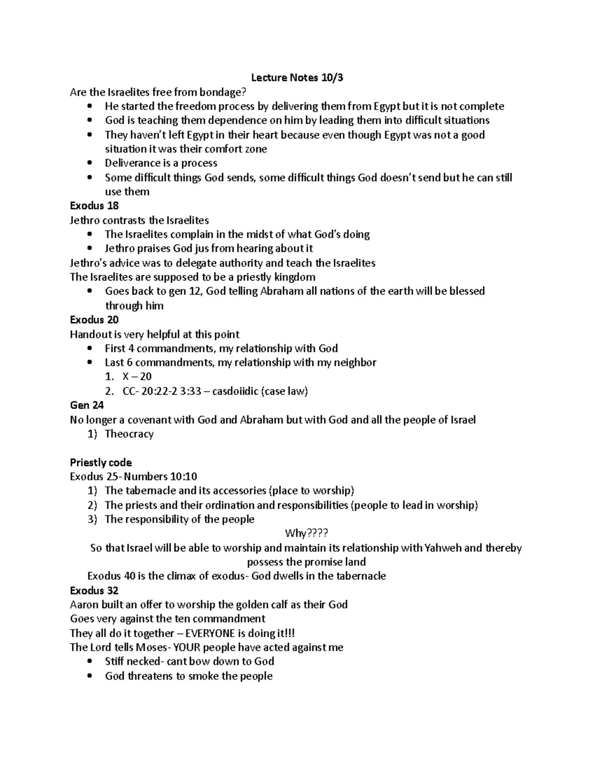 Christian Scriptures: Exodus 18-34 - Lecture Notes 10/ Are the ...