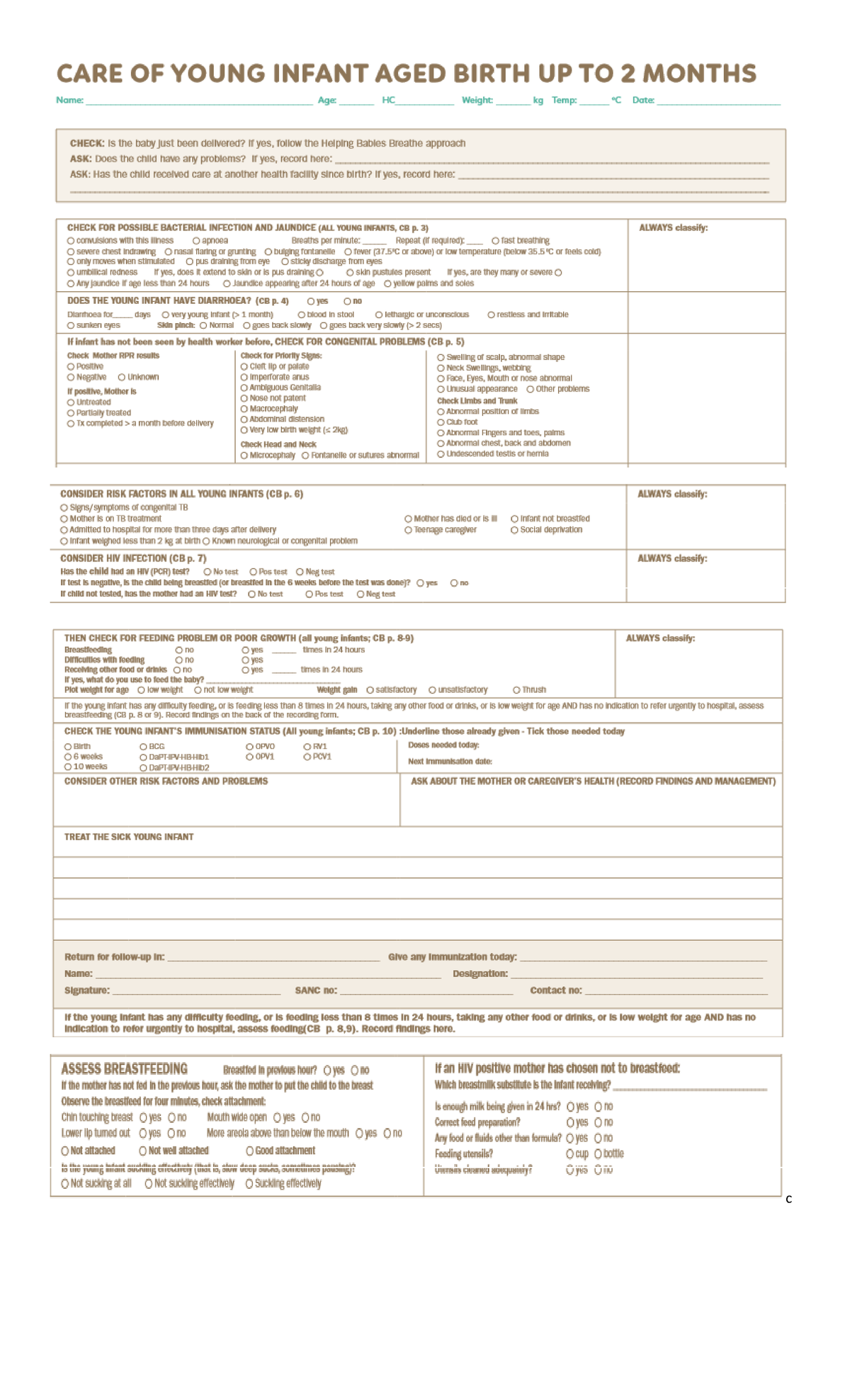 Birth to 2 mos Form - yeh - Bachelor Science in Nursing - c - Studocu