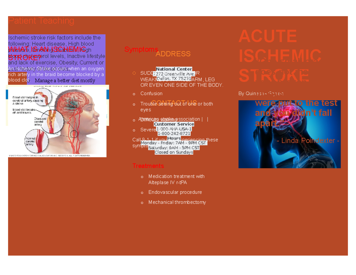 Project pamphlet - Patient Teaching Ischemic stroke risk factors ...