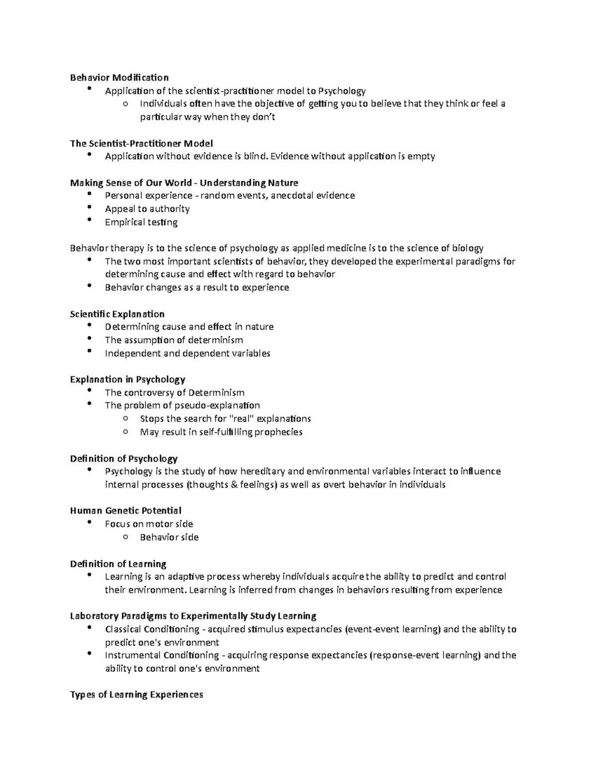 Behavior Modification notes 1docx - Behavior Modification Application ...
