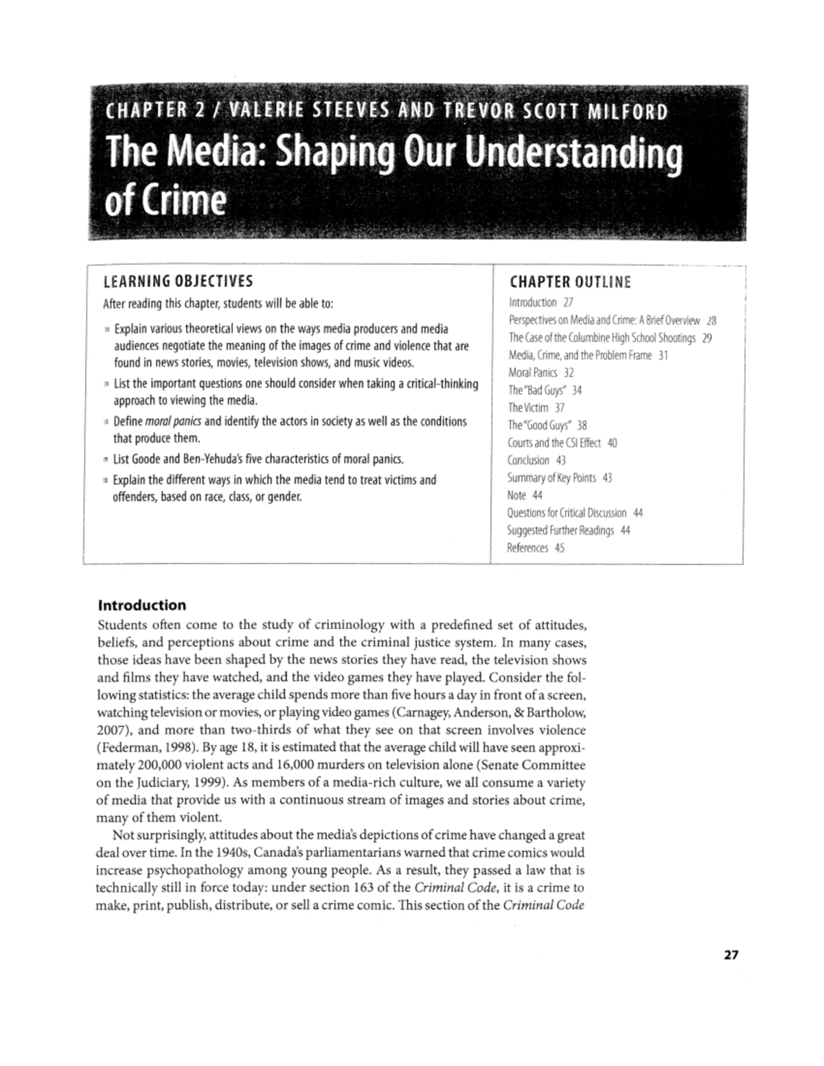 Week 3 - Valerie Steeves and Trevor Scott Milford - The Media- Shaping ...