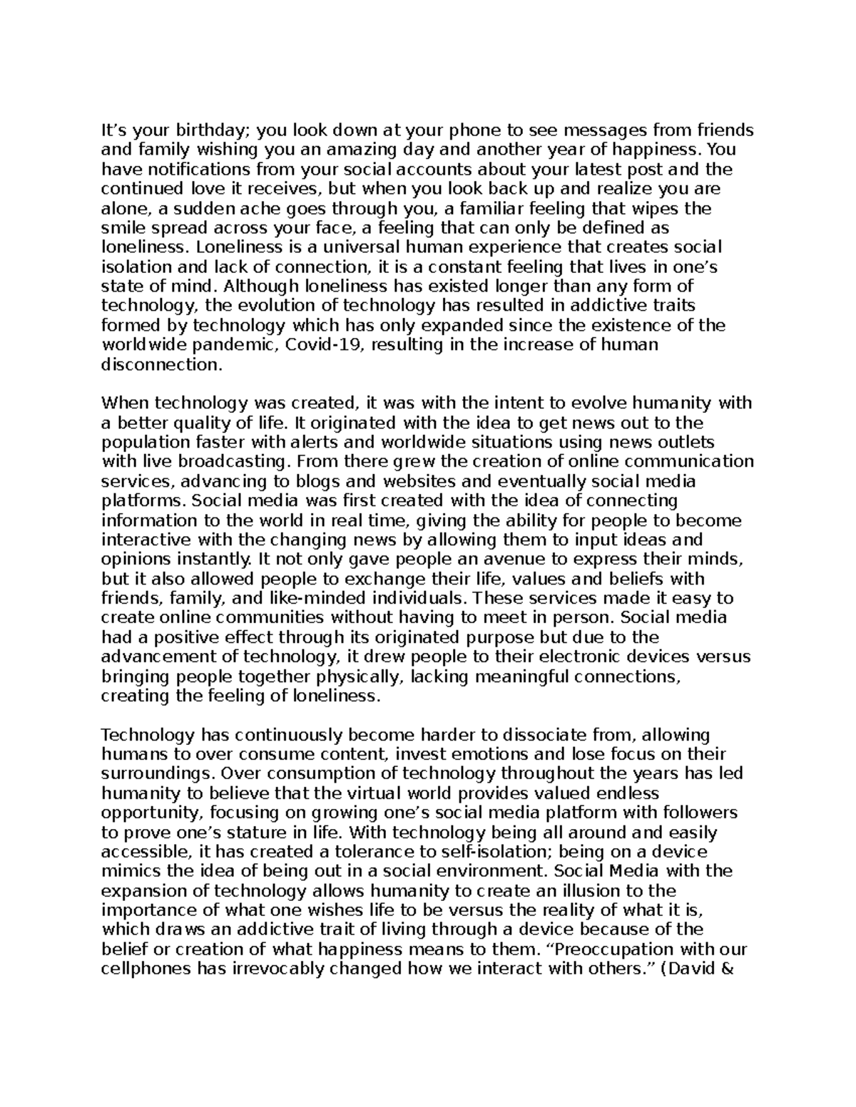 Op ed assignment - It’s your birthday; you look down at your phone to ...