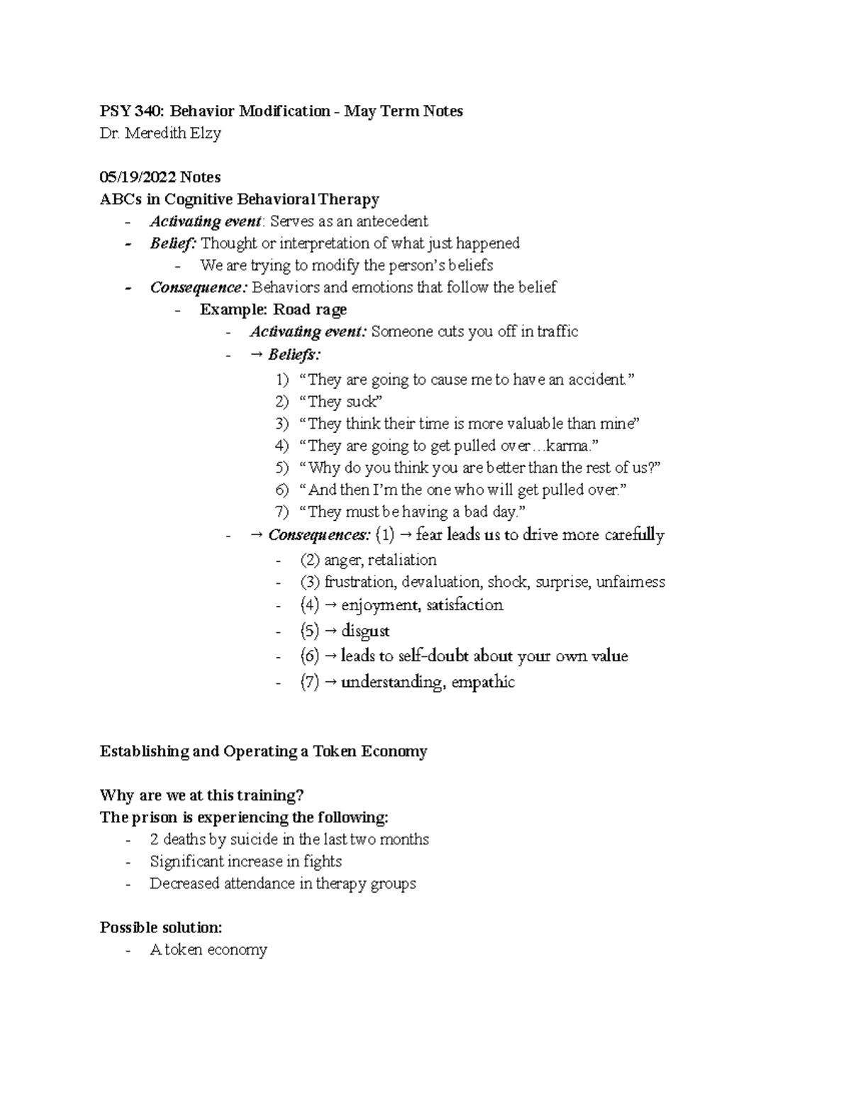 PSY 340 Behavior Modification - May Term Notes 7 - PSY 340: Behavior ...
