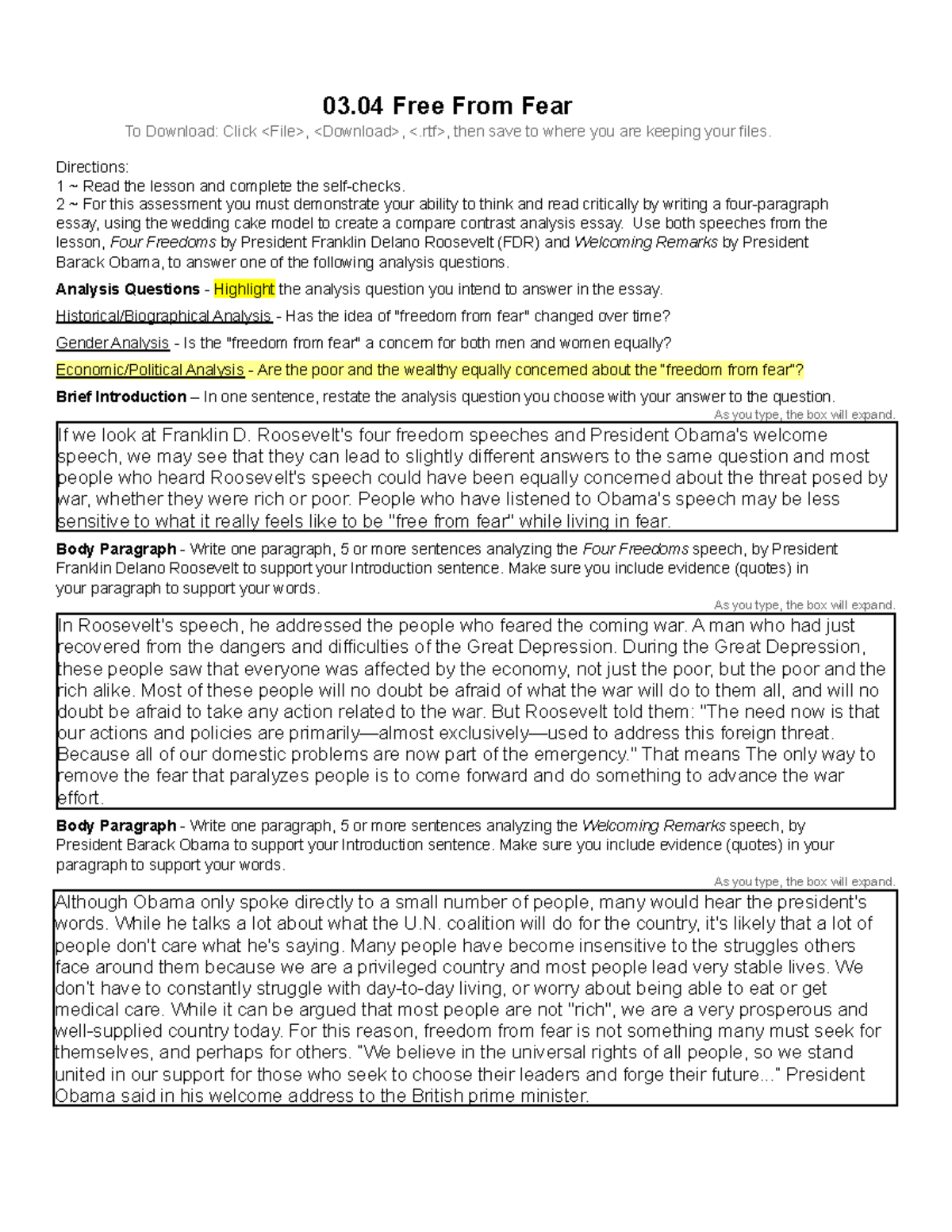 Copy of 3 04 Worksheet - 1 ~ Read the lesson and complete the self ...