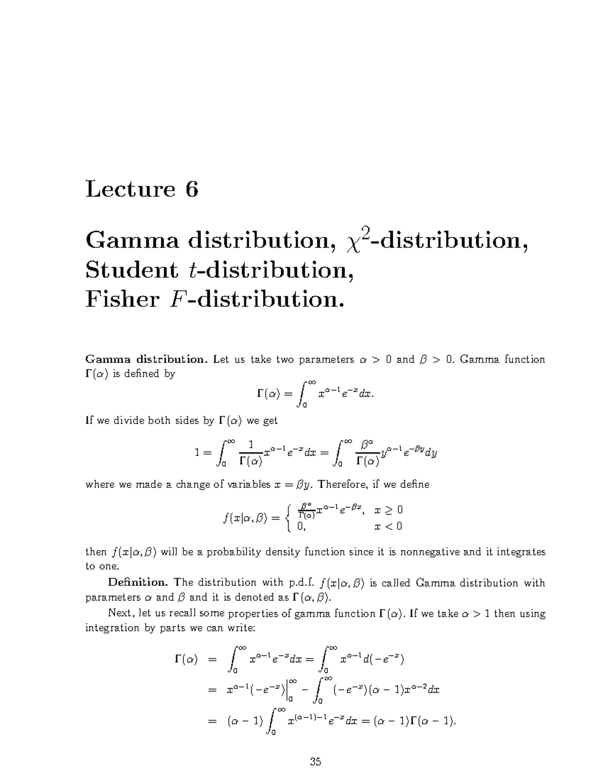 Gamma distribution - Gamma distribution. Let us take two parameters α ...