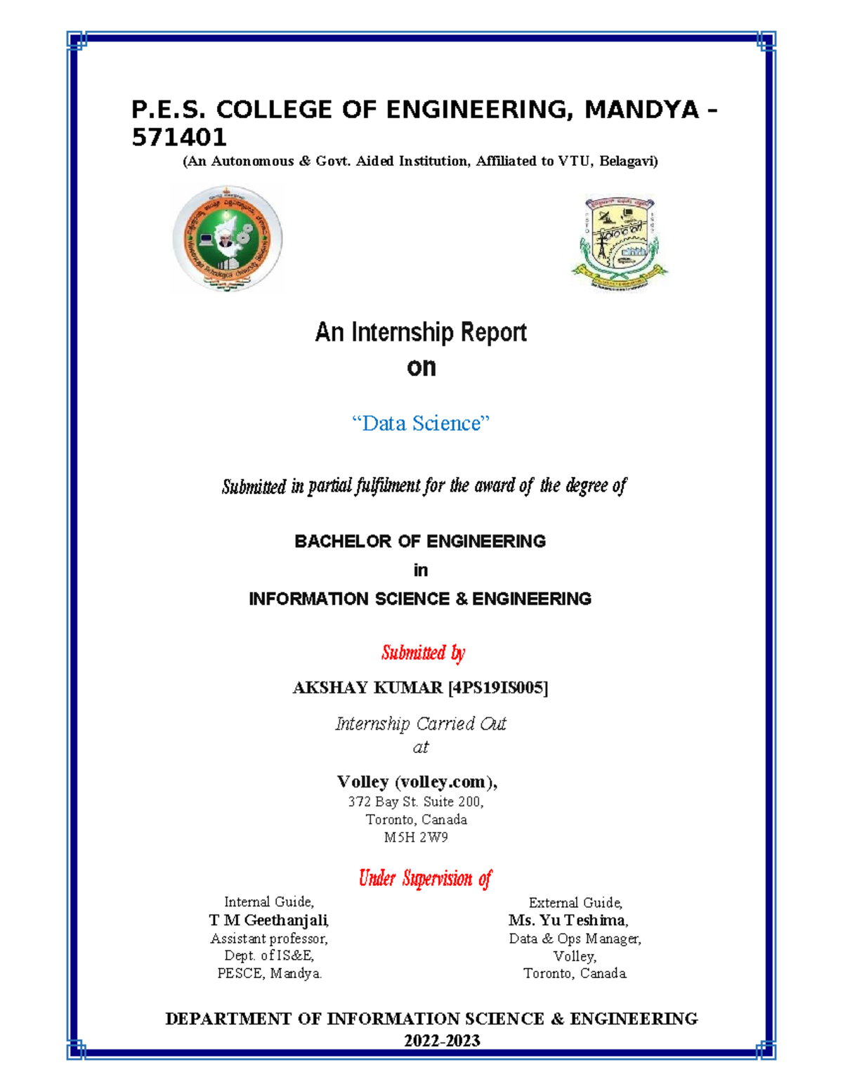 3 akshay internship merged - P.E. COLLEGE OF ENGINEERING, MANDYA – 571401 (An Autonomous & Govt ...