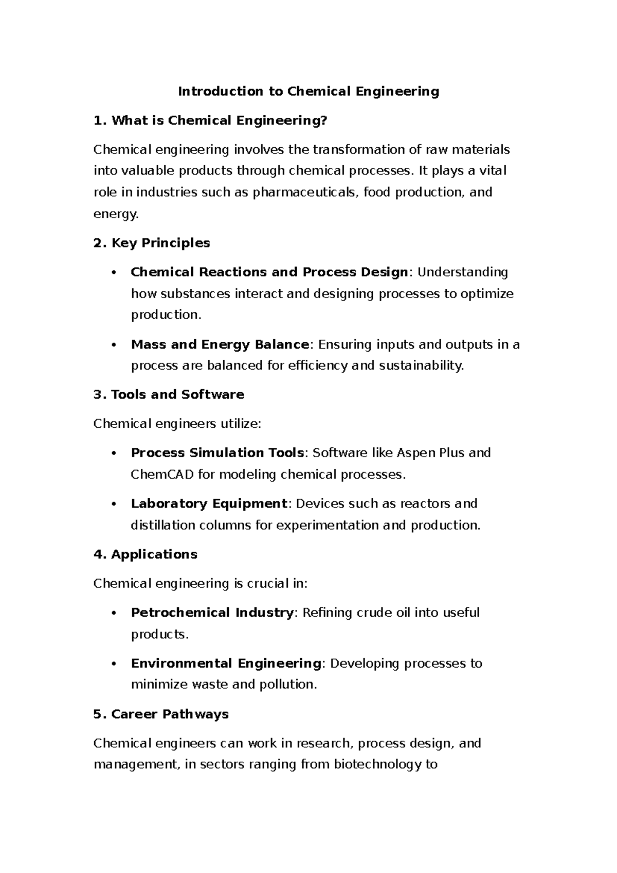 T04 - Engineering Intro - Introduction to Chemical Engineering What is ...