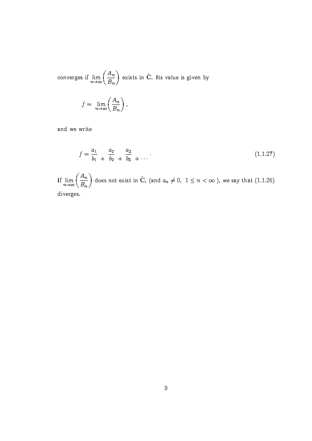 Theory Of Theta Functions Converges If Lim N→∞ An Bn Exists In ˆc Its Value Is Given By F