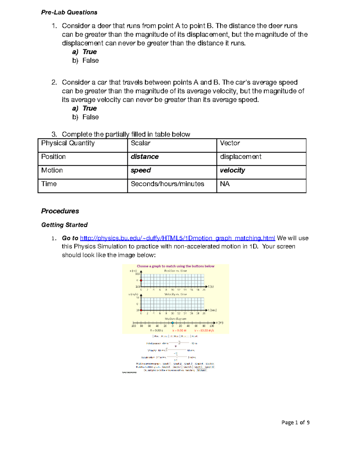 2020-general physics(physics 110)-lab1 - Pre-Lab Questions 1. Consider ...
