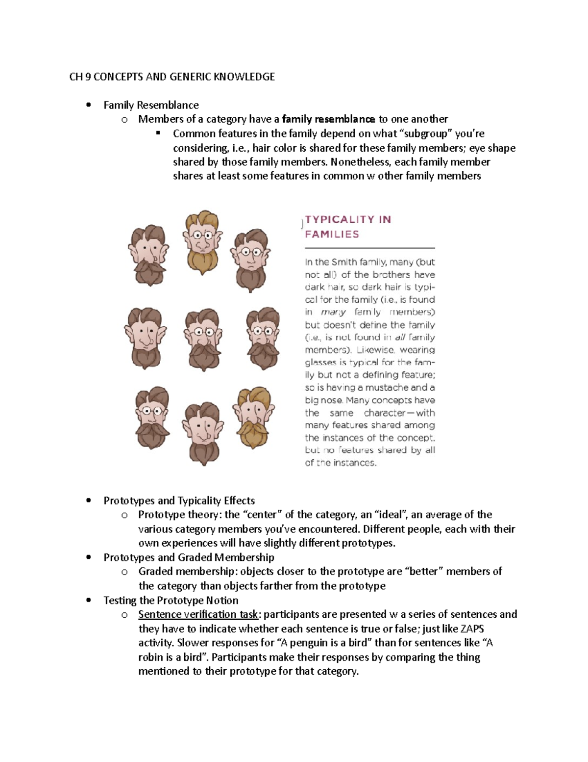 CH9 - Chapter 9: Concepts and Generic Knowledge Outline - Cognition ...