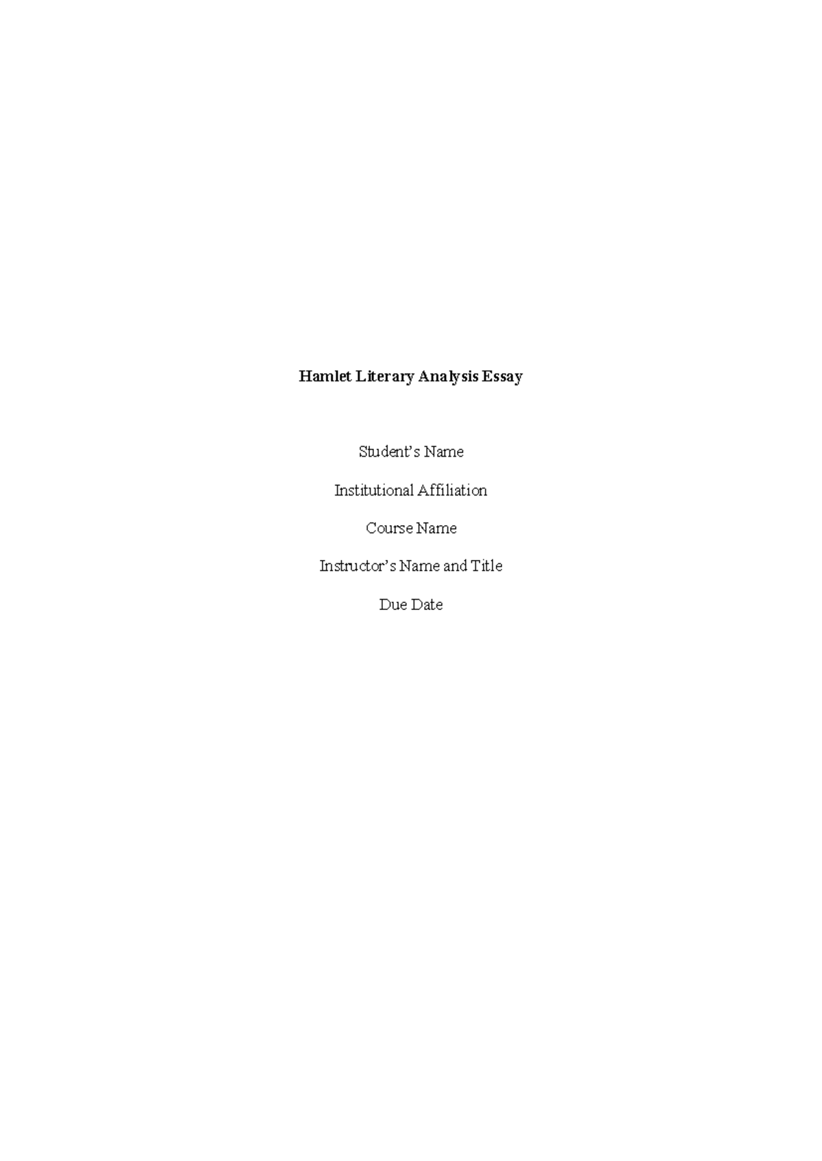 Hamlet Literary Analysis Essay.edited - Hamlet Literary Analysis Essay ...