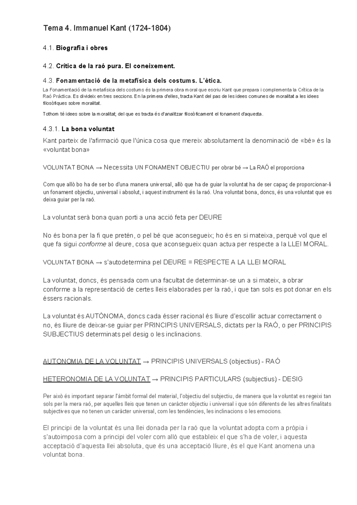 Apunts Albert KANT - gfvf - Tema 4. Immanuel Kant (1724-1804) Biografia ...