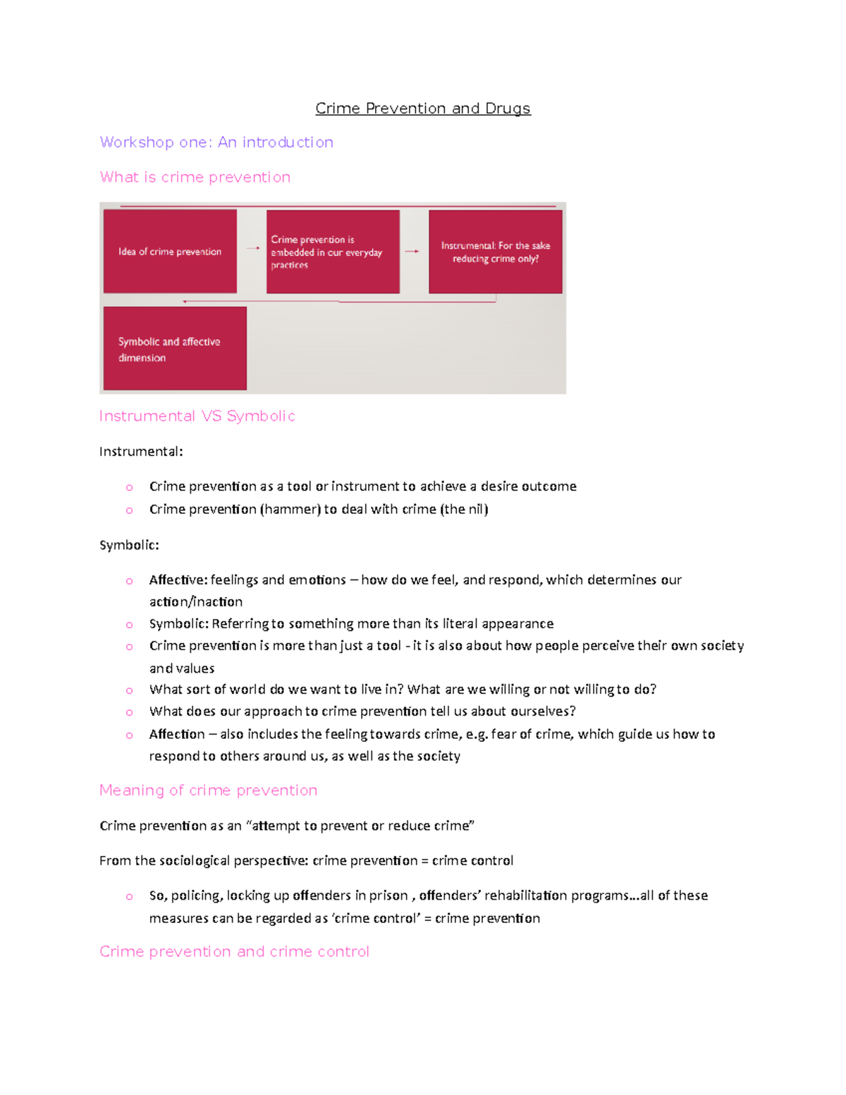 Crime Prevention and Drugs - Crime Prevention and Drugs Workshop one ...