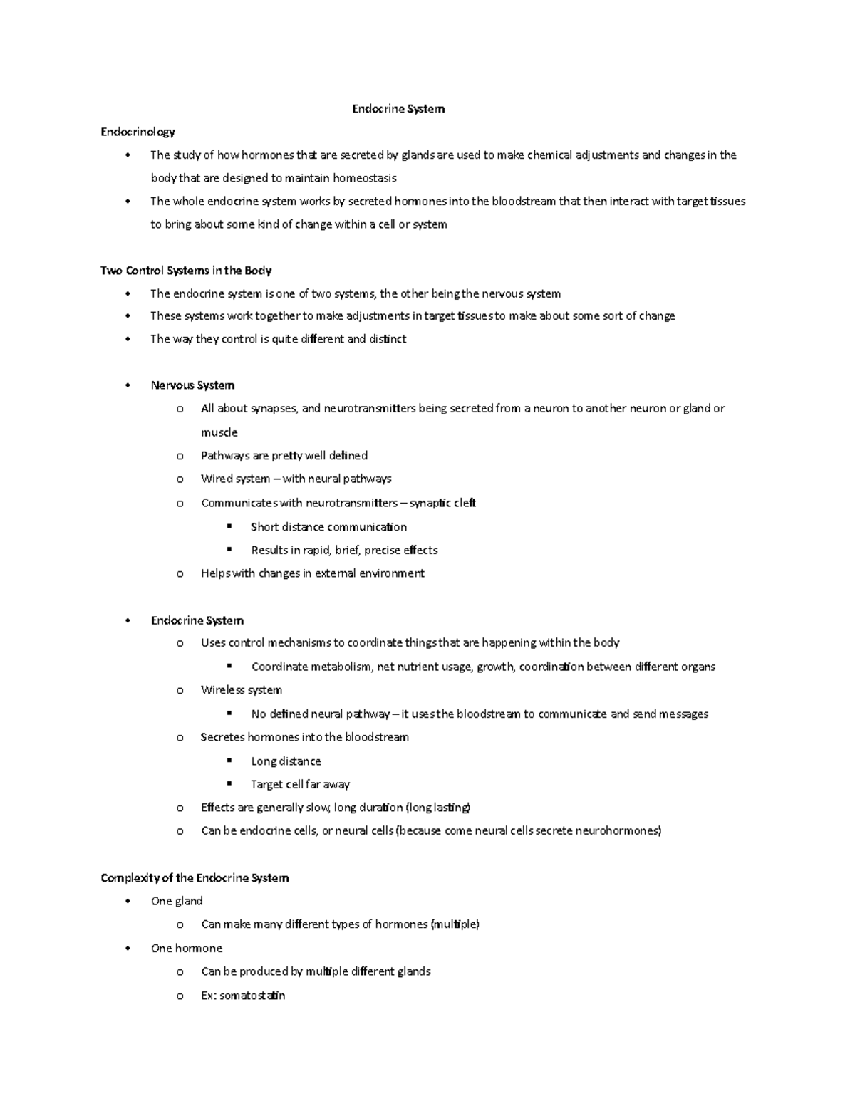 Endocrine System - Everything learned in lectures formatted into easy ...