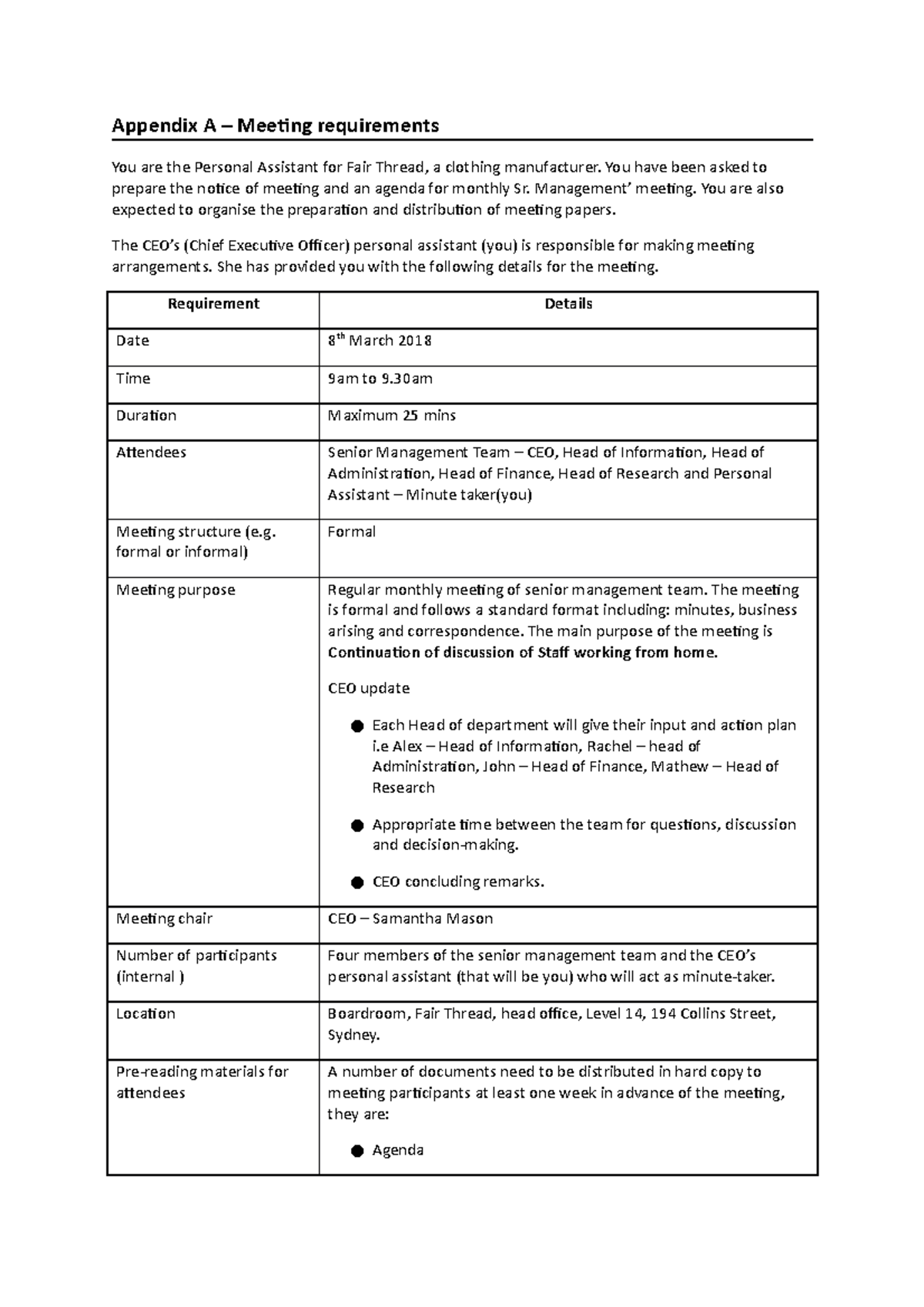 Appendix A Meeting requirements - Appendix A – Meeting requirements You ...