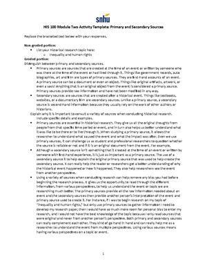 Module 1 Activity - HIS 100 Module One Activity Template: Project Topic ...