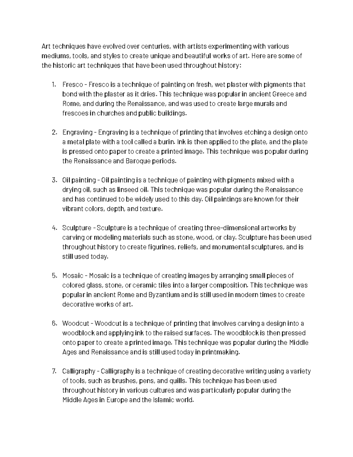 Art techniques throught history - Art techniques have evolved over ...