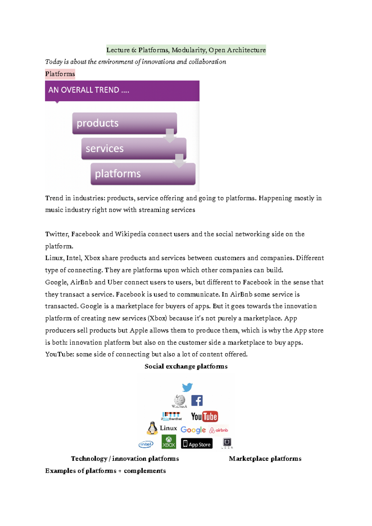 Lecture 6 Platforms Modularity Open Architecture Lecture 6 Platforms Modularity Open