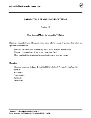 Practica 4-Lab - Práctica 4 macinas eléctricas - Laboratorio de Maquinas Eléctricas Practica 4 ...