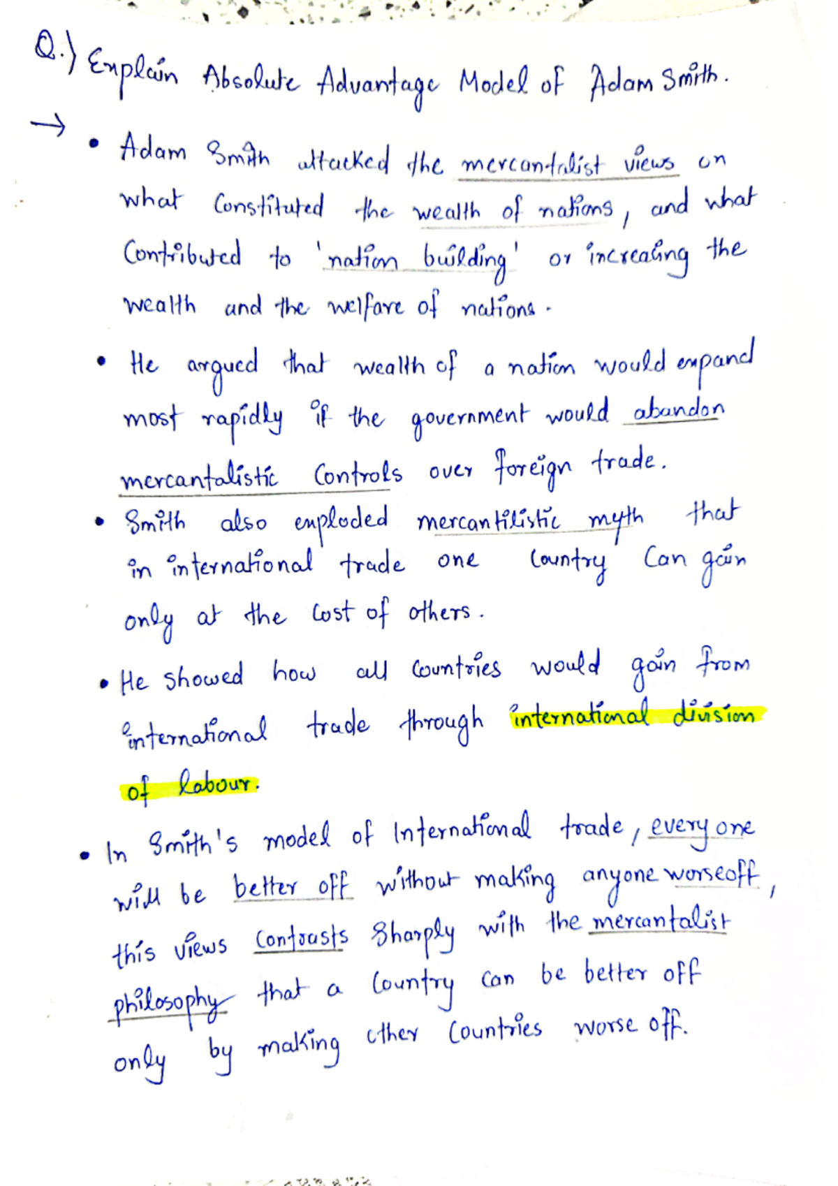 Adam Smith Theory Absolute Advantage - Business Economics -II - Studocu