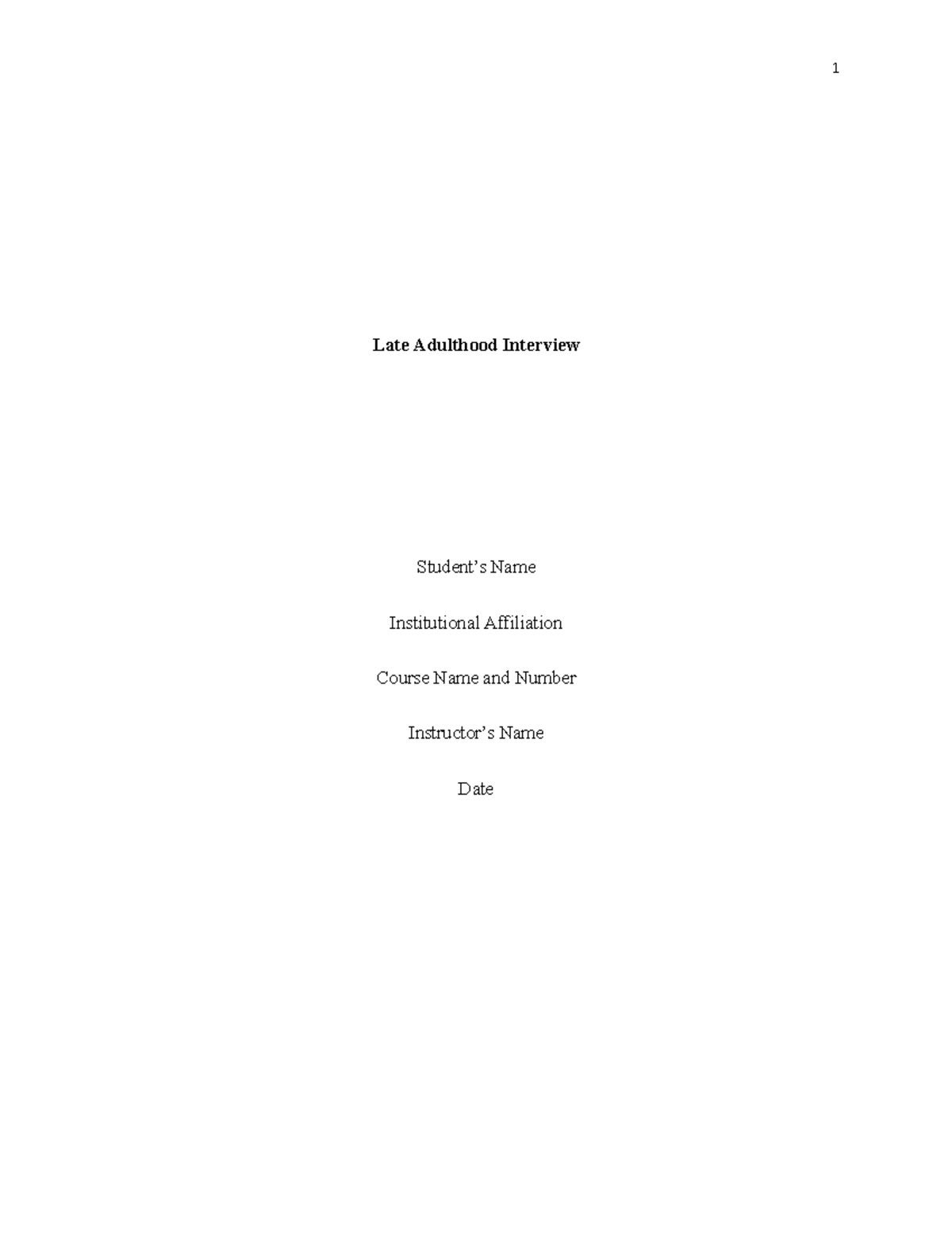 late adulthood interview in child development through adolescence ...