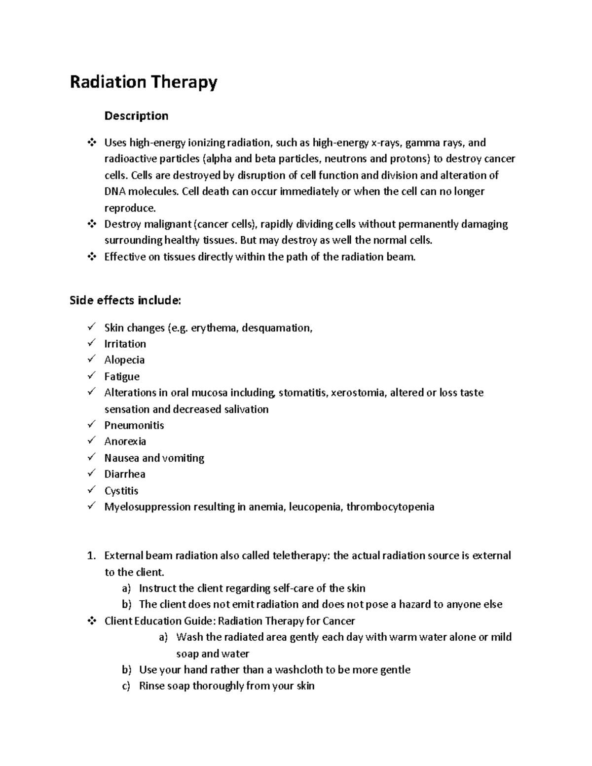 Radiation Therapy - REVIEWER NOTES - Radiation Therapy Description Uses ...