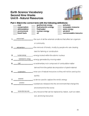 scale of the universe - ENERGY Words TYPES OF ENERGY If not moving or ...