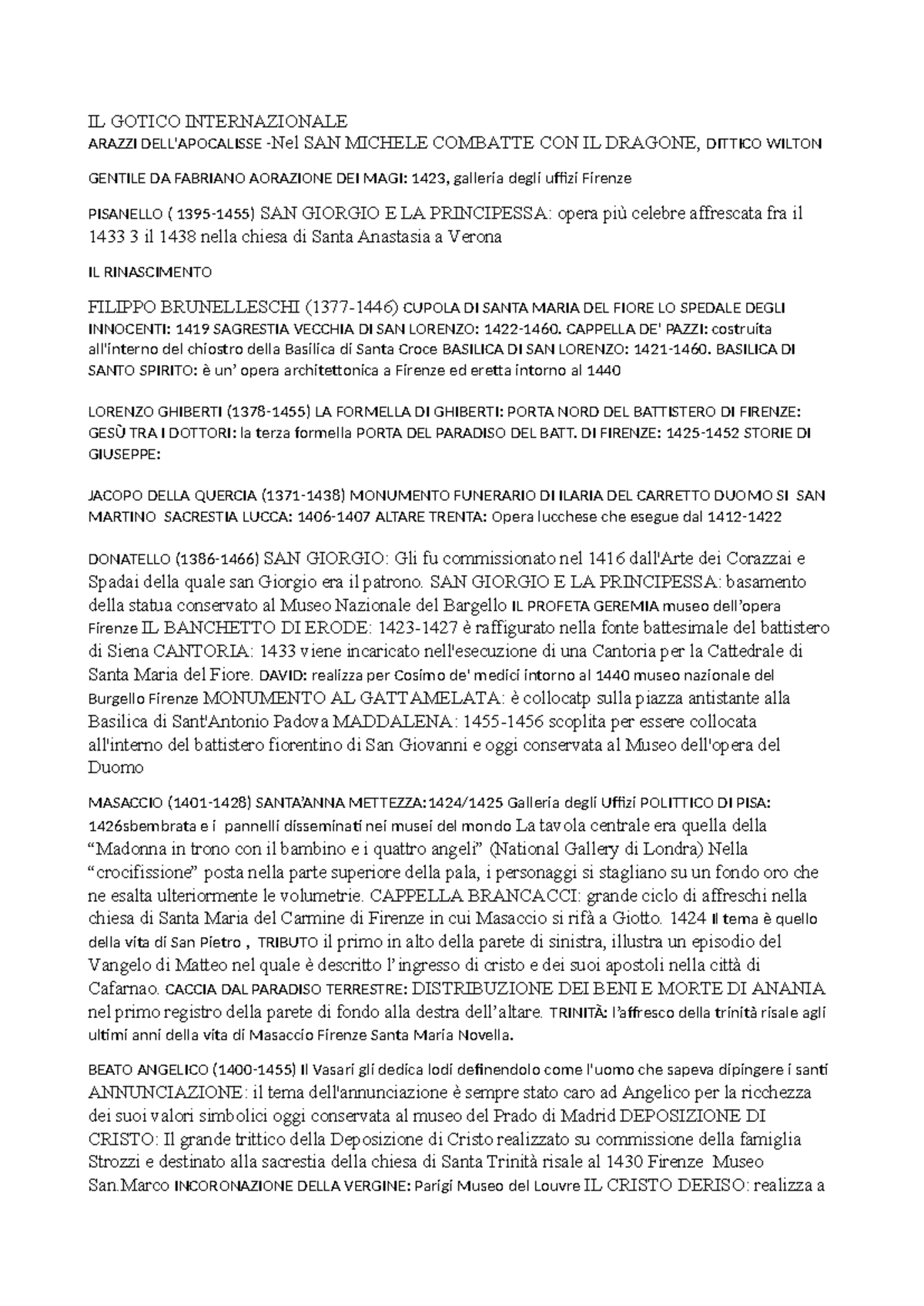 Opere del gotico internazionale per ogni autore più importante , con ...