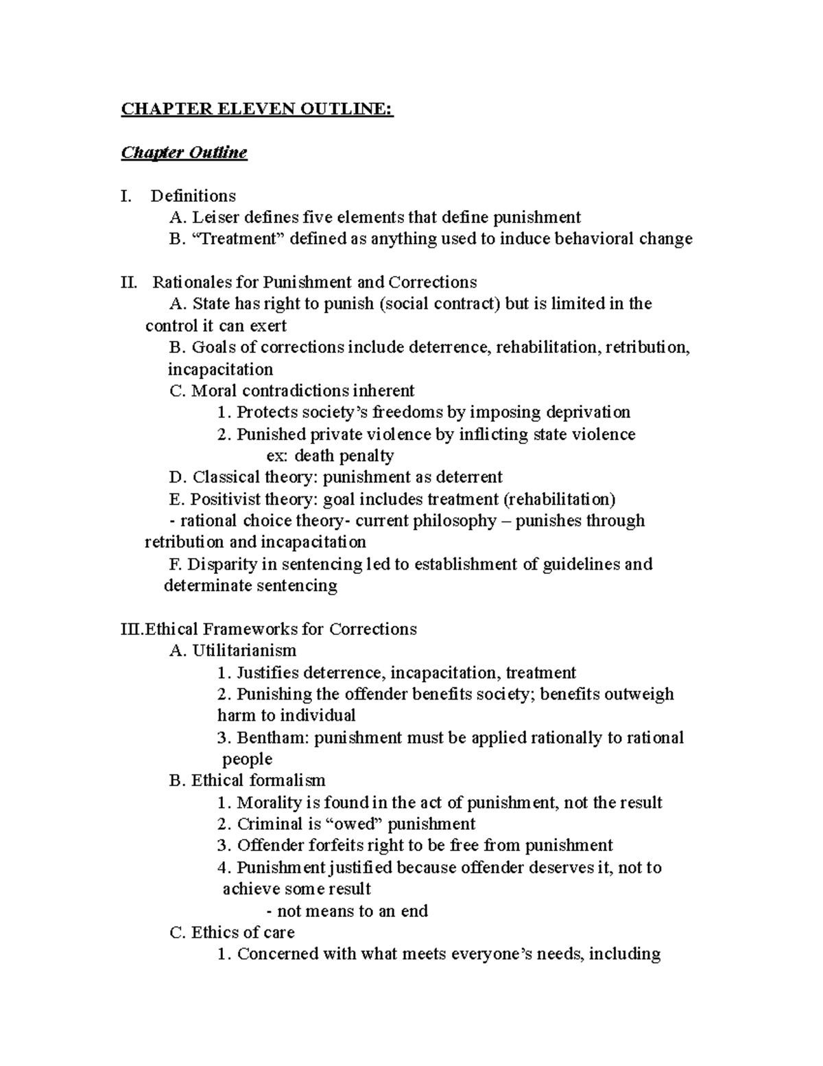 Section 4 Study Outline - CHAPTER ELEVEN OUTLINE: Chapter Outline I ...