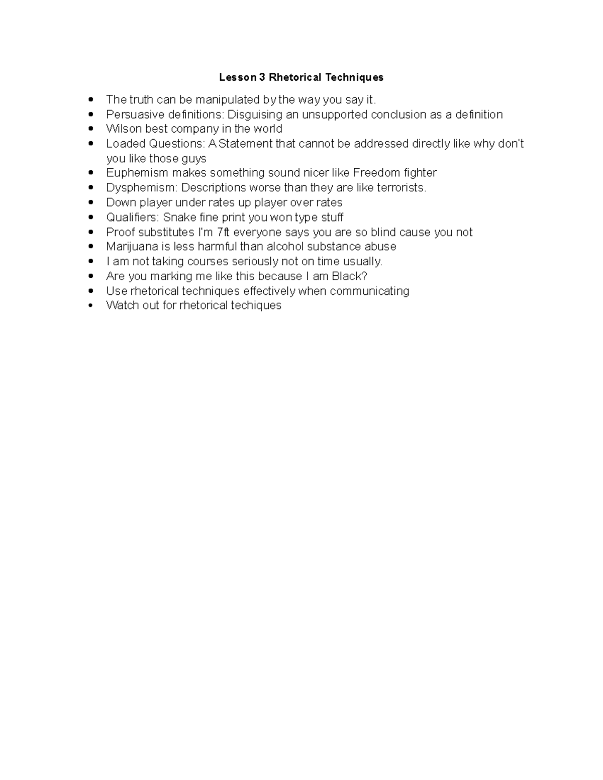 Rhetorical Techniques - Persuasive definitions: Disguising an ...