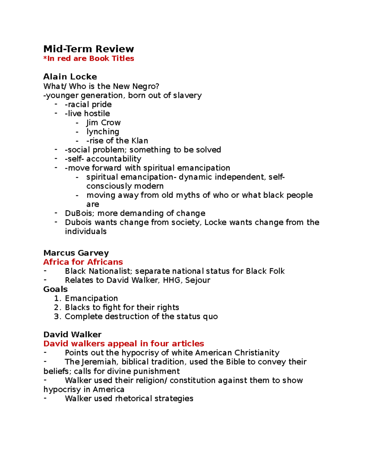 Mid-Term Review - From Earlier Part of the Semester - Mid-Term Review ...