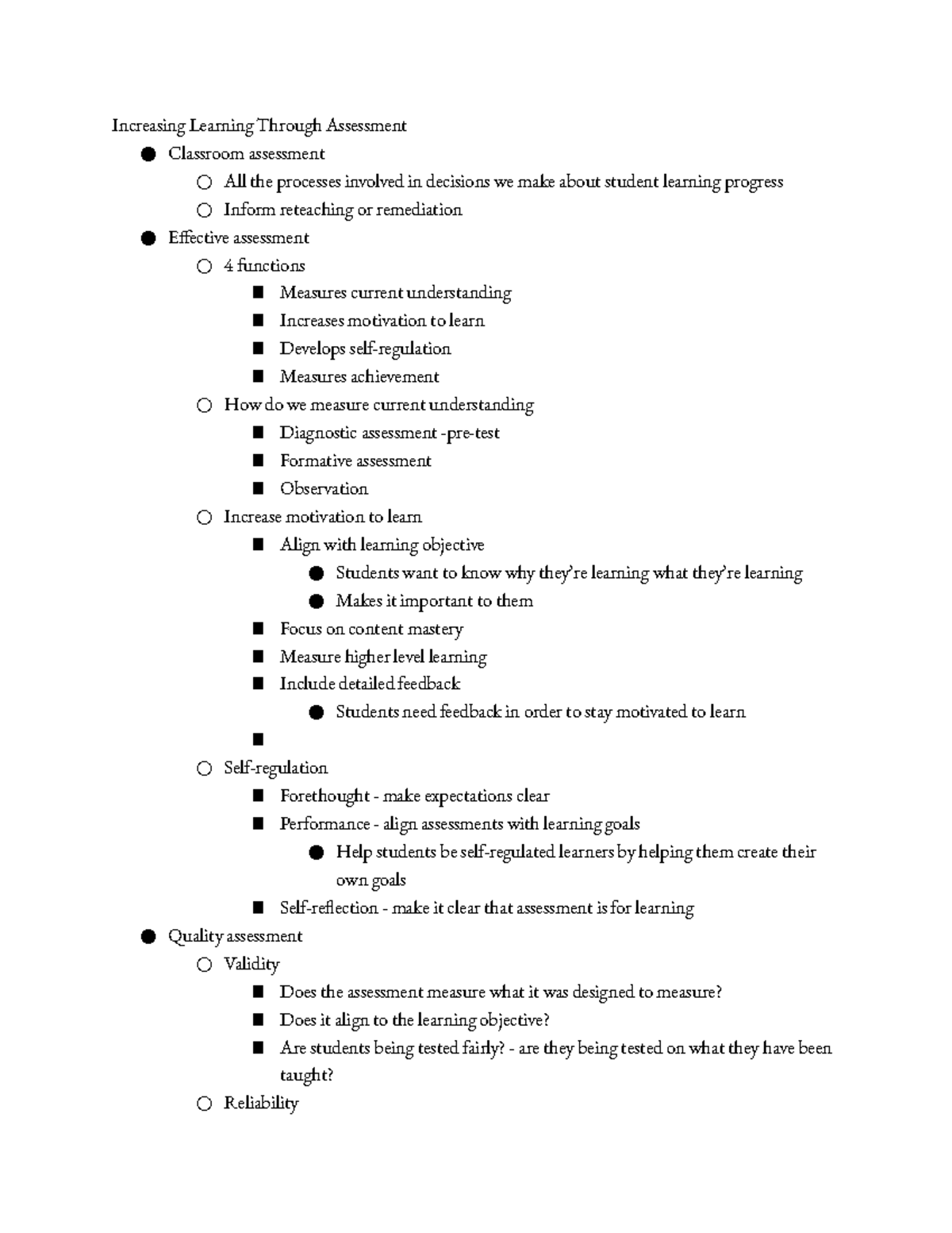 Increasing Learning Through Assessment - Studocu