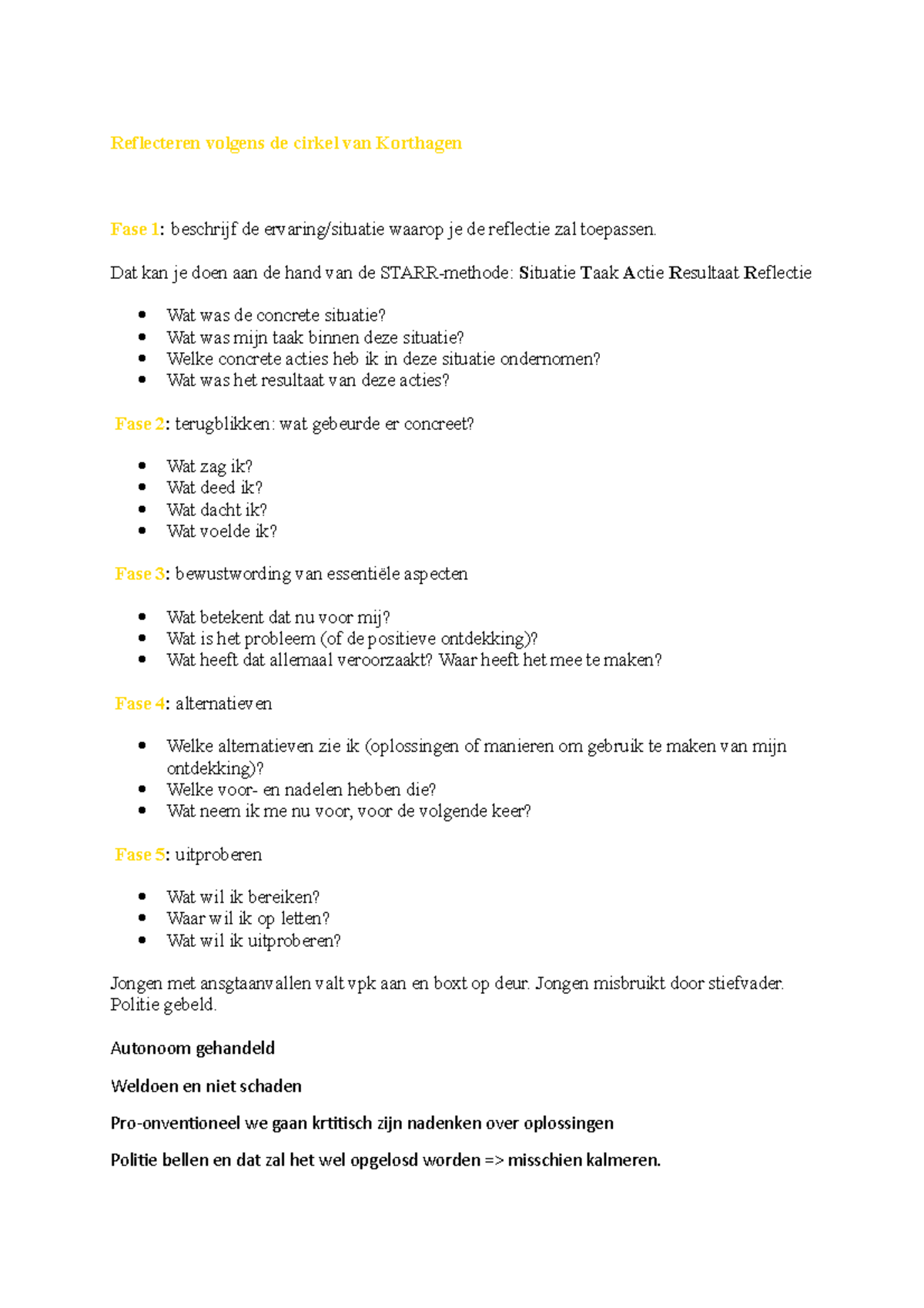 Reflecteren volgens de cirkel van Korthagen - Dat kan je doen aan de hand van de STARR-methode ...