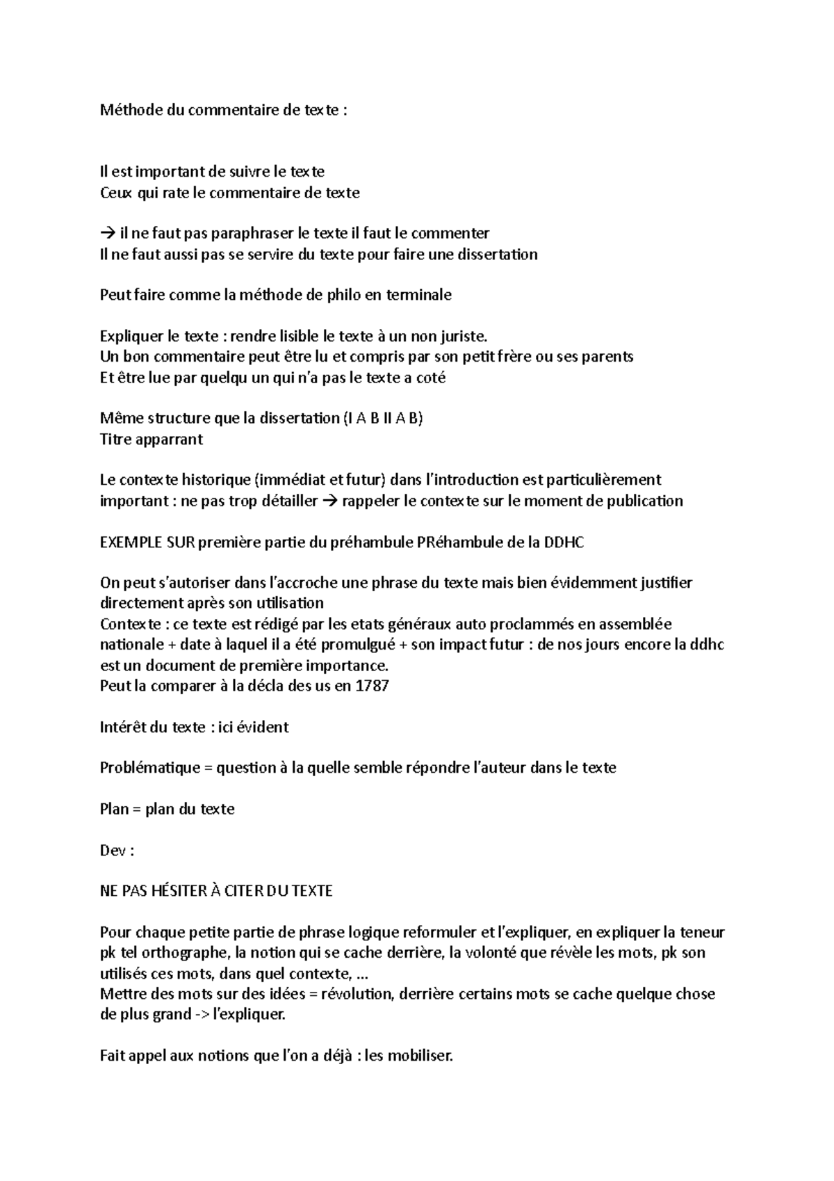 Méthode du commentaire de texte - Méthode du commentaire de texte : Il ...