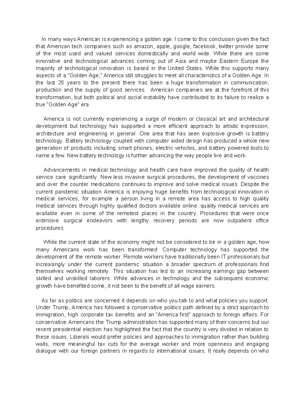 Golden Age lecture notes history II - In many ways American is ...