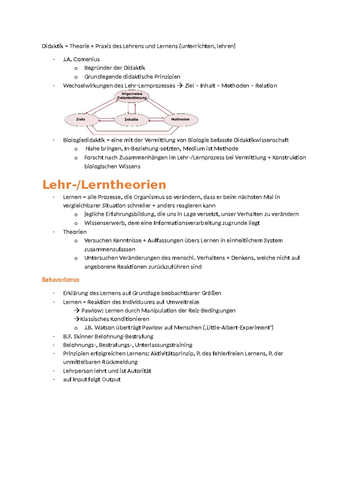 Vorlesung Mitschriften - Didaktik = Theorie + Praxis des Lehrens und ...