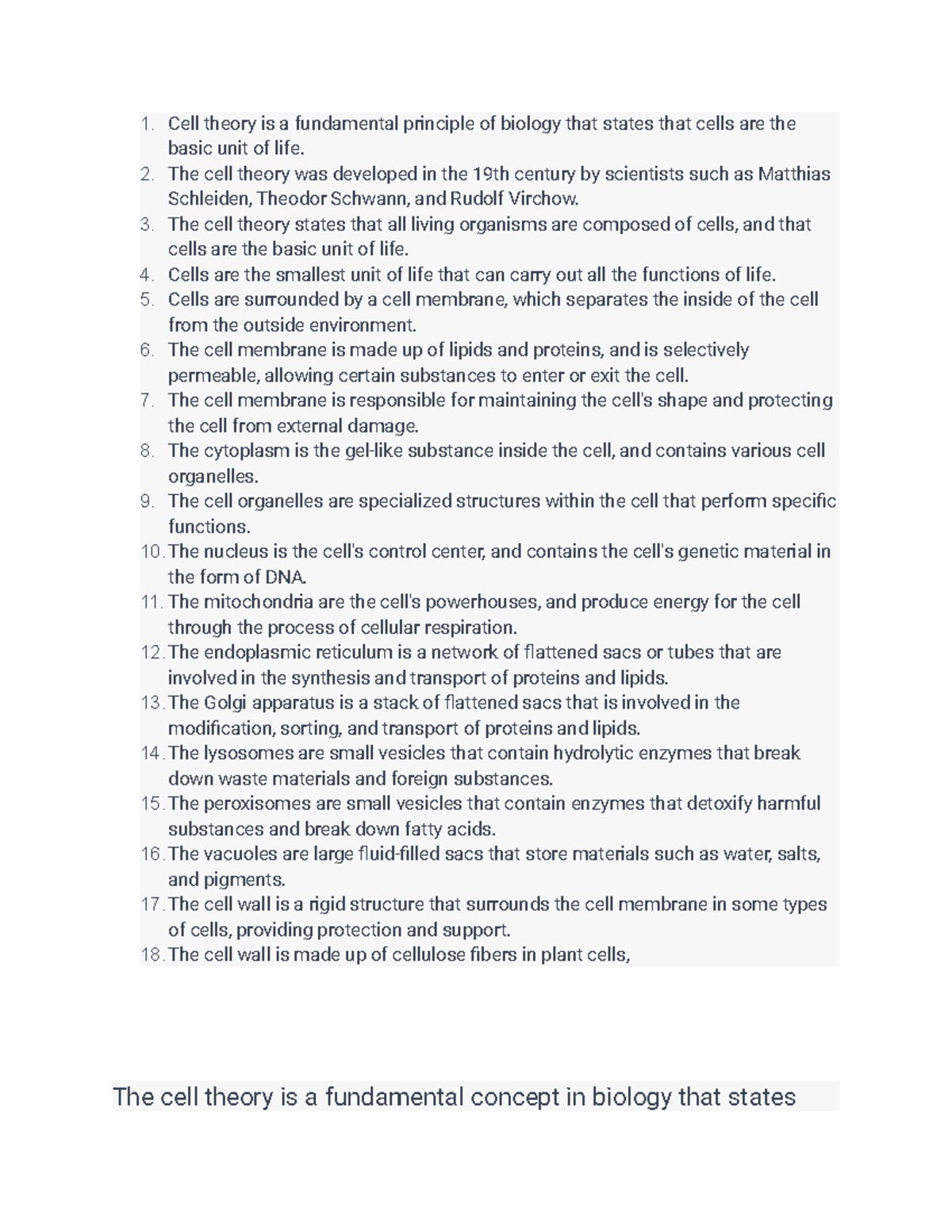 Cell theory and the structure and function of cell organelles - Cell ...