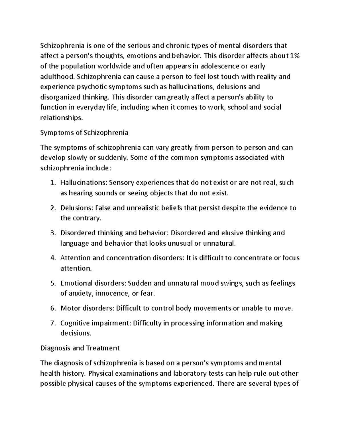 Definition of Schizophrenia - Schizophrenia is one of the serious and ...