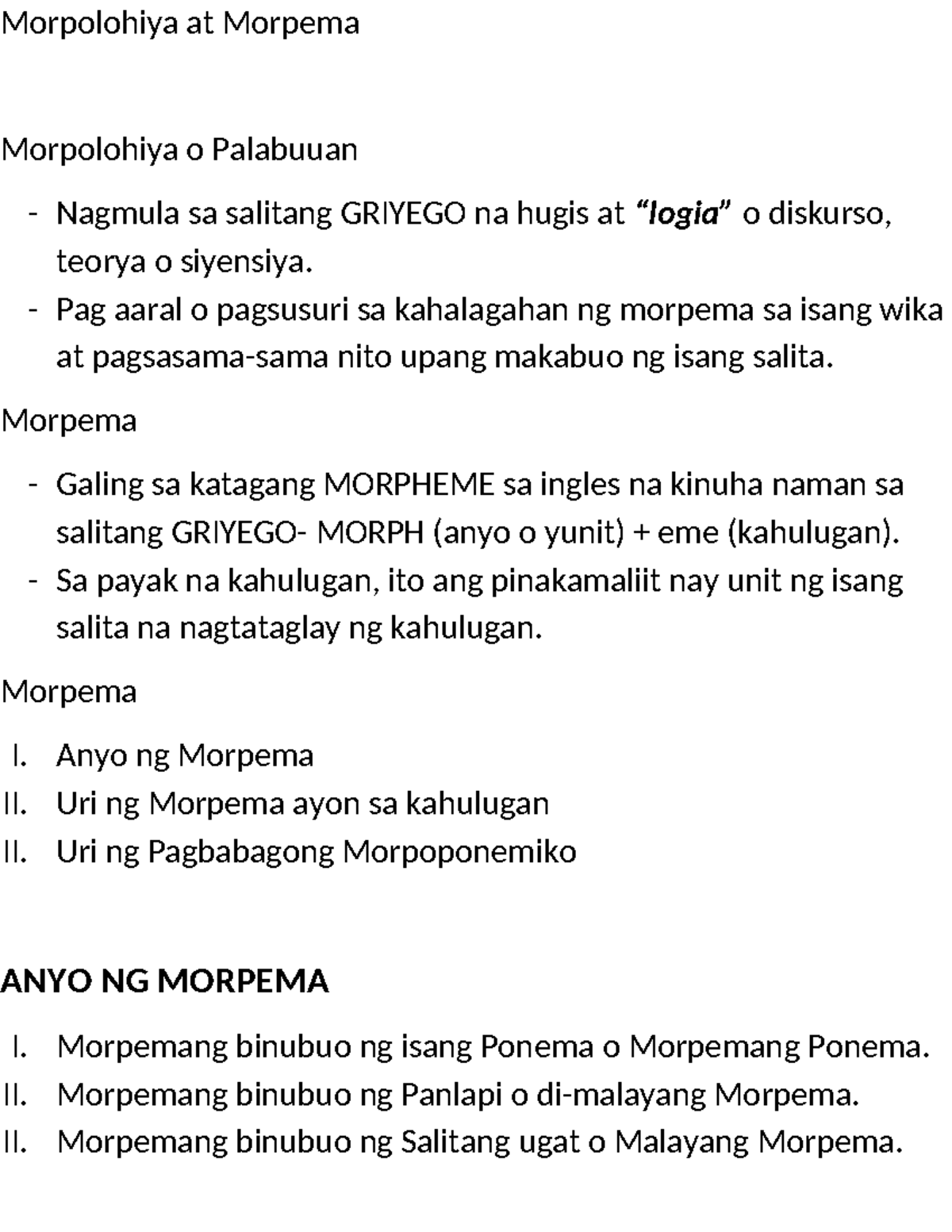 Morpolohiya at Morpema - Morpolohiya at Morpema Morpolohiya o Palabuuan ...