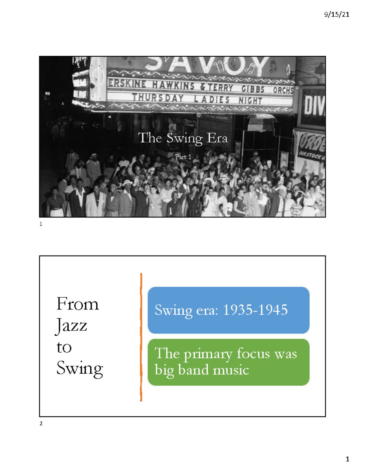 Jazz Appreciation Chpt 5a slides - The Swing Era Part 1 1 From Jazz to ...