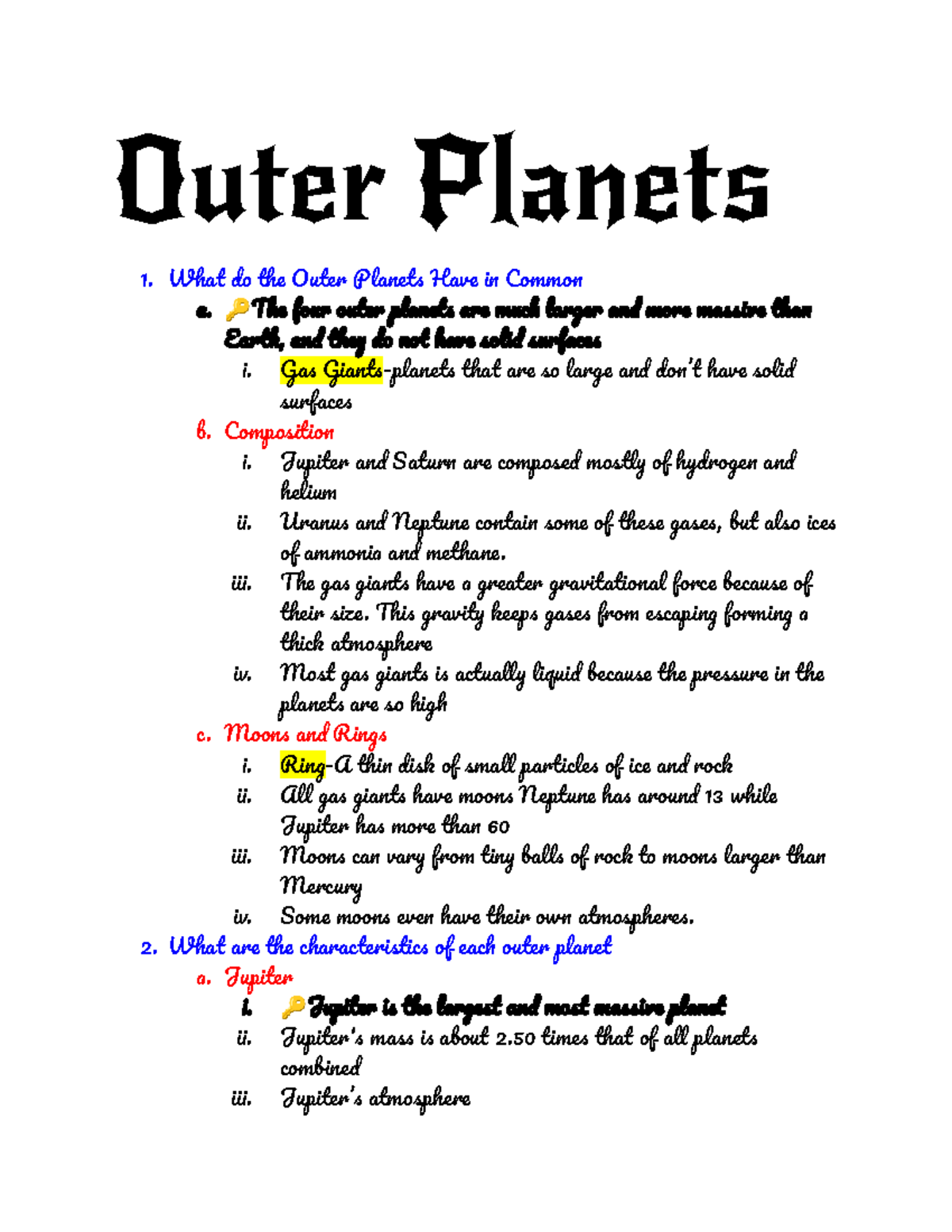 15.5 Notes - The Outer Planets - Outer Planets Wha d th Oute Planet Hav ...