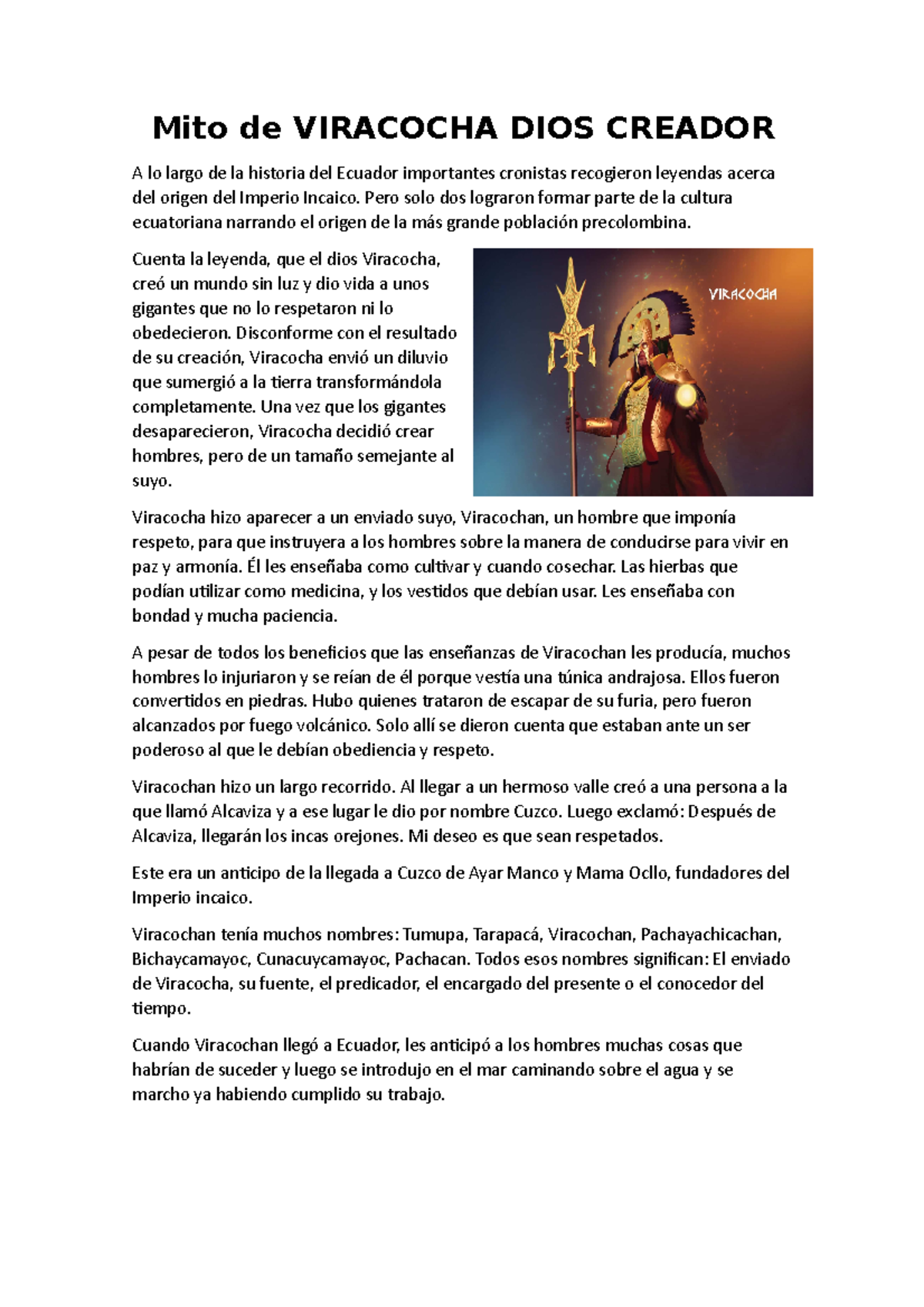 Viracocha Y La Creación Del Mundo: El Origen De Los Incas – SVFH