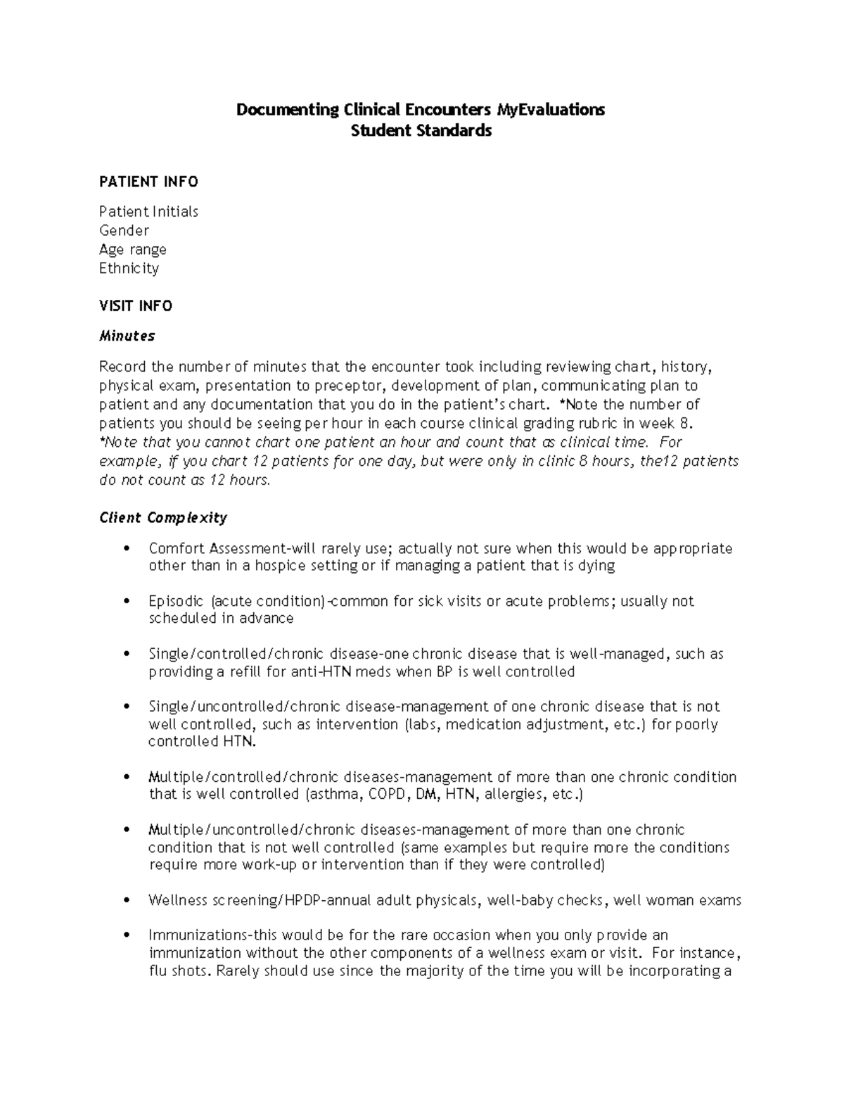 My Evaluations-Documenting Your Clinical Experiences - Documenting ...