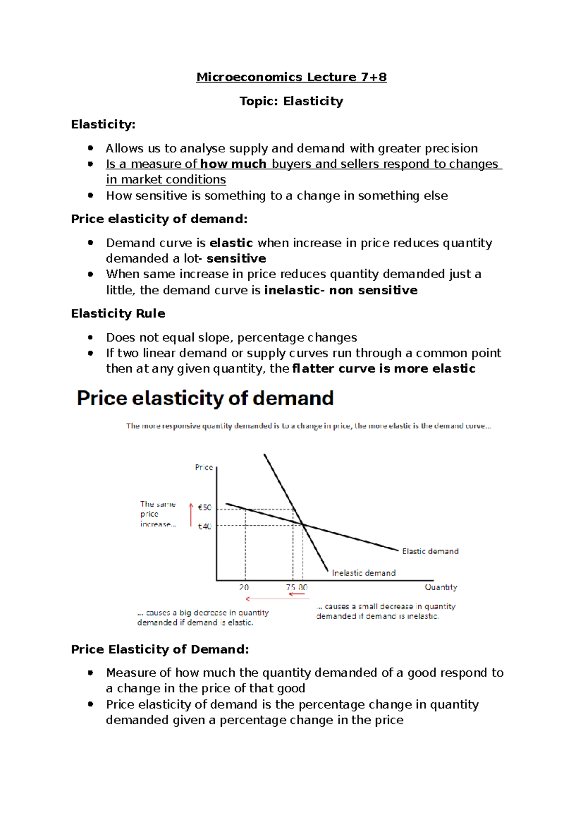 Microeconomics Lecture 78 Elasticity Microeconomics Lecture 7 Topic Elasticity Elasticity