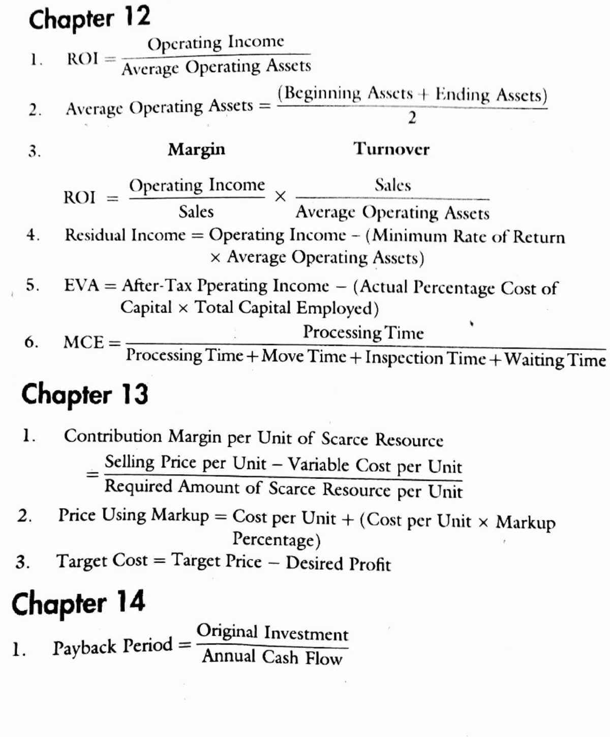 Cost Accounting Formulas - Studocu