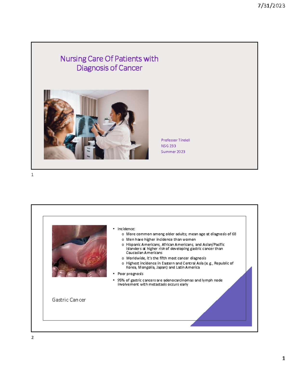 Student PPs Module 12 - Cancer - Nursing Care Of Patients with ...