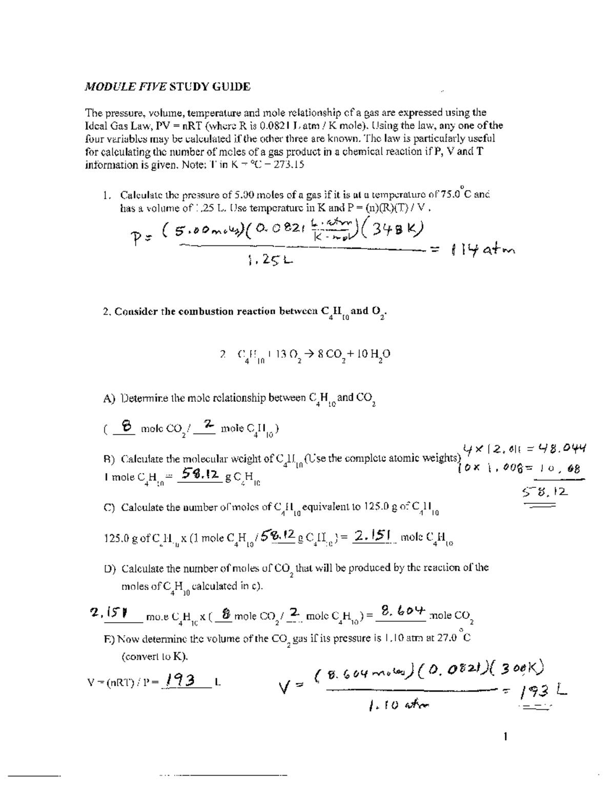 OL108 Module Five Study Guide Answer Key - CHEM 108 - Studocu