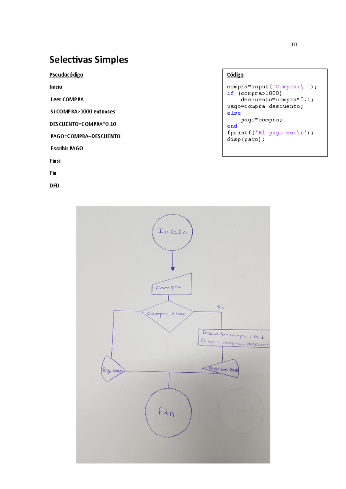 Tarea, diagramas de flujo, pseudocodigos y codigos - ITI Selectivas ...