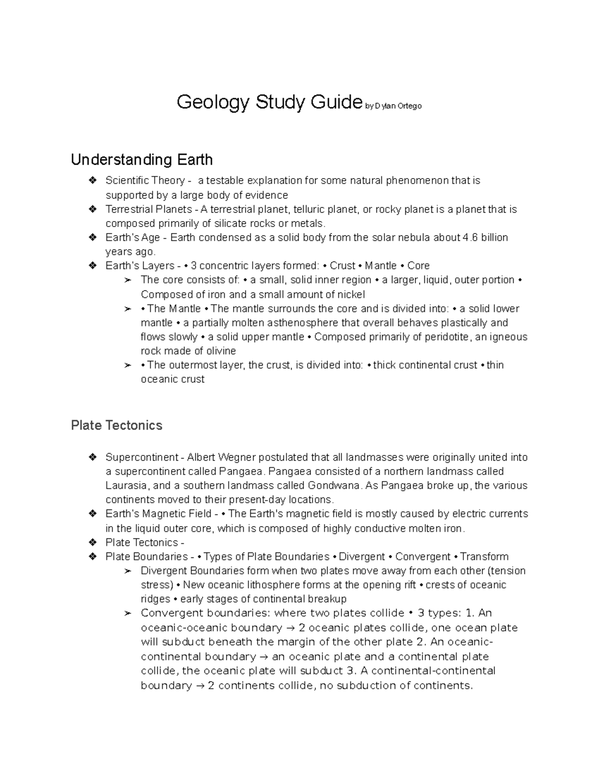 Exam 4 - Grace Stone - Geology Study Guide by Dylan Ortego ...
